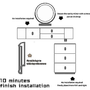 ZGNBSD Vanity Set - Makeup Vanity Table with Charging Station & Bluetooth Speaker, 9 Drawers Smart Vanity, Contains Acrylic Makeup Chair and Smart Makeup Mirror, Suitable for Her