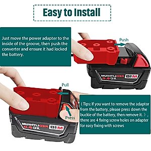 Power Wheel Adapter with Fuse & Switch, Secure Battery Adapter for Milwaukee 18V Lithium Battery with 12 Gauge Wire, Good Power Convertor for DIY Ride On Truck, Robotics, RC Toys and Work Lights
