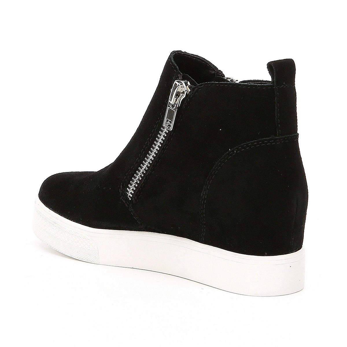 Steve Madden Women's Wedgie Sneaker, Black Suede, 9