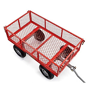 Gorilla Carts 800 Pound Capacity Heavy Duty Steel Mesh Versatile Utility Wagon Cart with Easy Grip Handle for Outdoor Hauling, Red