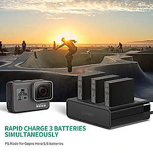 UGREEN Camera Charger for GoPro - Triple Battery Charger Compatible with Hero 8 Black, Hero 7 Black, Hero 6