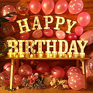 Coume 155 Bulbs Happy Birthday Marquee Light up Letters with 24 Pcs Flameless Votive Candles, White Sign Decoration Led Battery Operated Candle Tea Lights for Christmas Wedding Decor