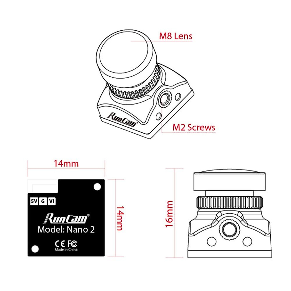 RunCam Nano2 FPV Camera 700TVL CMOS NTSC Mini FPV Camera for FPV Drone