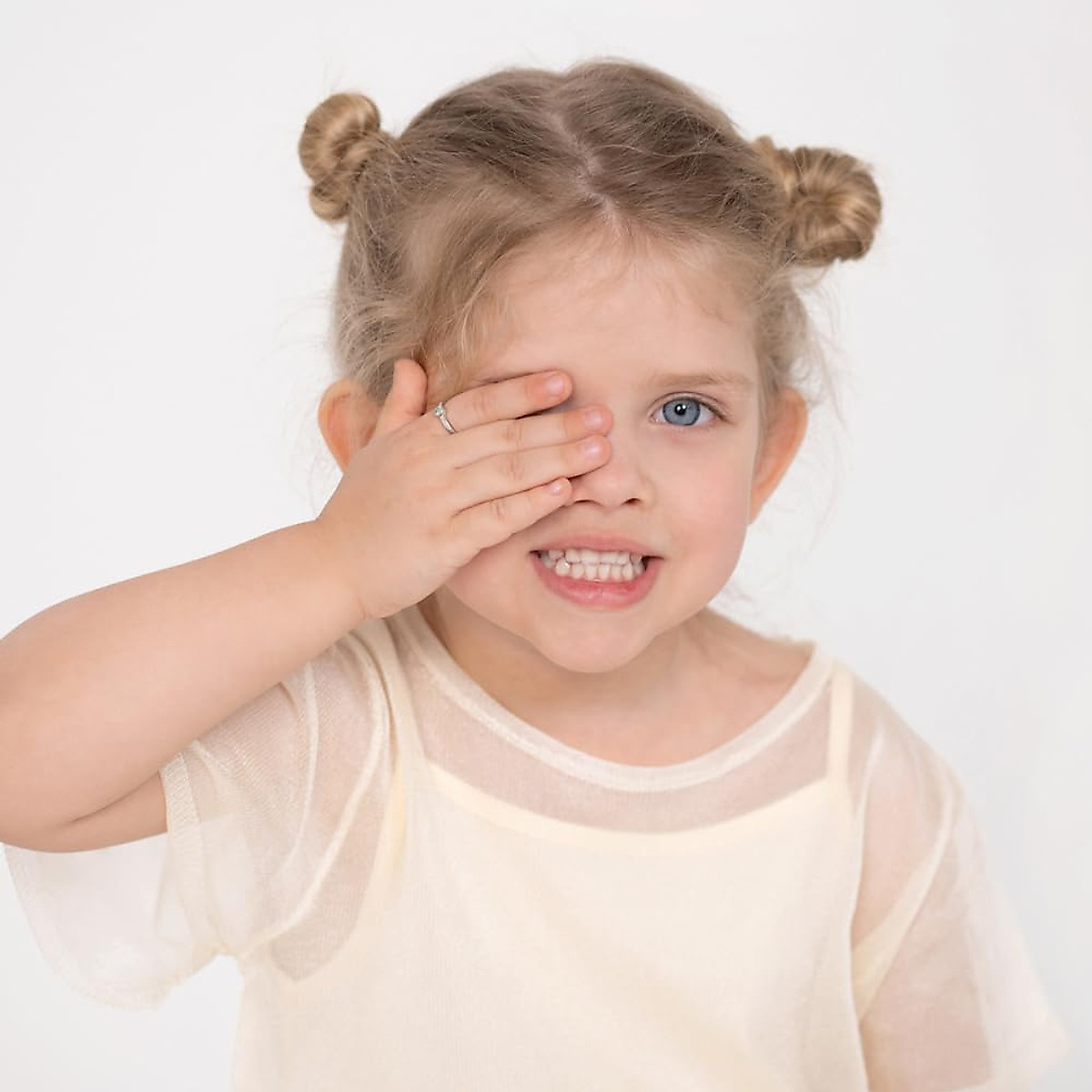 925 Sterling Silver Clear Simulated Birthstone Cubic Zirconia Bezel Ring For Baby Girls & Toddlers Size 2 - Shinning Baby Rings For Everyday Wear - April Birthday Jewelry Gift for Girls