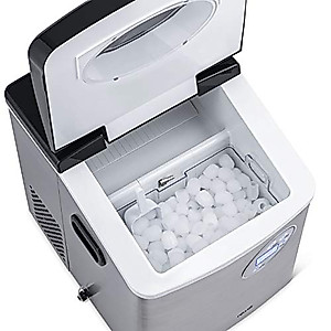 Newair Portable Ice Maker 50 lb. Daily, 12 Cubes in Under 7 Minutes - Compact Countertop Design - 3 Size Bullet Shaped Ice - for Kitchen/Office/RV/Bar - Stainless Steel
