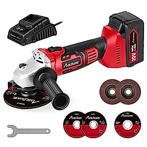 AVID POWER Cordless Angle Grinder with 4-pole Motor, 20V Cordless Grinders Tools w/4.0A Battery & Fast Charger, 4-1/2 Inch Grinding Wheels, Cutting Wheels, Flap Discs and Adjustable Auxiliary Handle
