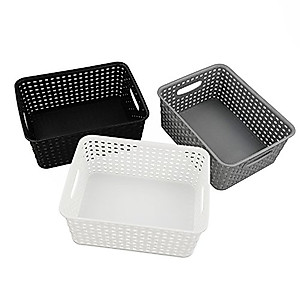 Eagrye 6-Pack 10.4-Inch x 7.6-Inch x 4.05-Inch Plastic Storage Basket, Woven Basket Bin