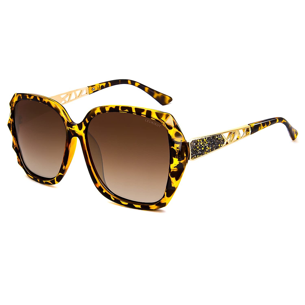 LECKIRUT Oversized Sunglasses for Women Polarized UV Protection Classic Fashion Ladies Shades Leopard