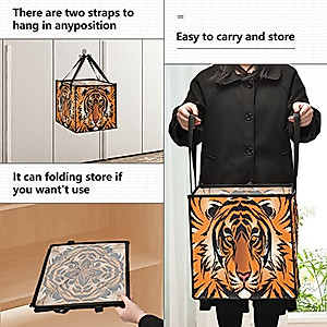 Kigai Striped Bengal Tiger Foldable Storage Basket Bin Closet Cubes Kids Toys Organizer Boxes for Nursery Home Drawer Storage Box Decorative,Hangable
