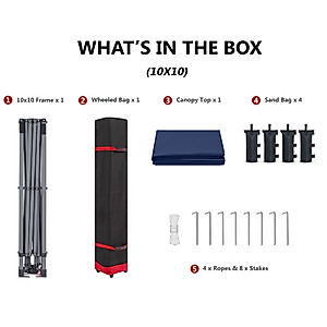 ABCCANOPY Outdoor Easy Pop up Canopy Tent 10X10, Navy Blue