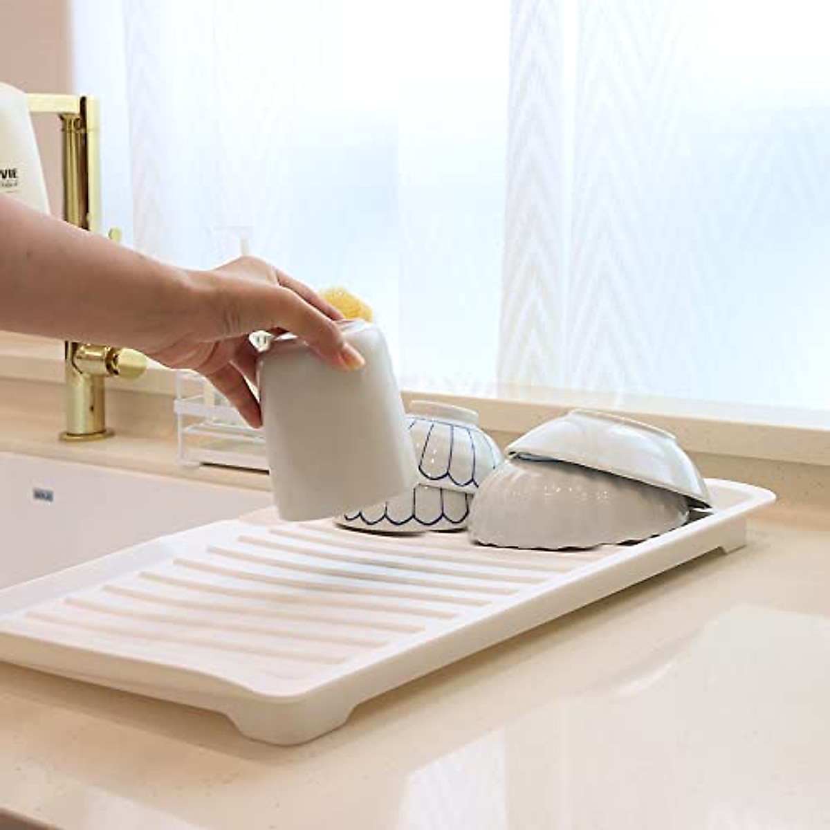COELO Kitchen Utility Draining Board｜Light Weight, Space Efficient, Dishwashing Water Drainer, Drying Dish Rack Tray for Sink Kitchen Essential Accessory(White)