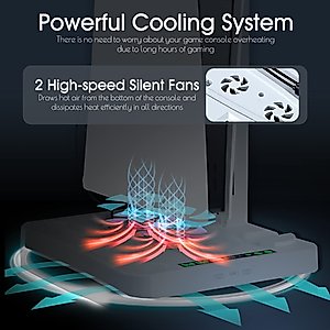 Orzero Storage Charging Station Compatible for PS VR2, for PlayStation VR2 PS VR2 Vertical Stand with Console Cooling Fan and Controller Charging Dock, VR Headsets Holder