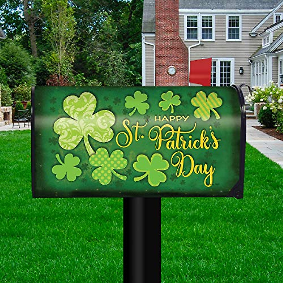 Lucky Shamrocks St. Patrick's Day Magnetic Mailbox Cover Patterned Clover