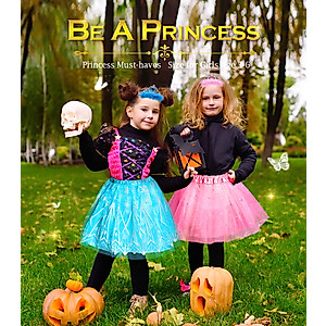 BIBUTY Kids Princess Dress Up Clothes for Little Girls, Pretend Play & Dress Up Costume Set for 3-6 Toddler Little Girls (Pink/Blue)