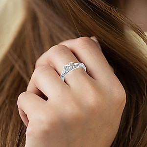 FUNYCHEN Mountain Ring for Women Sterling Silver Faith Moves Moutains Rings Statement Wave Ring Dainty Keep Climbing Ring Inspirational Gifts to My Daughter US Size 5-10 (silver, 8)