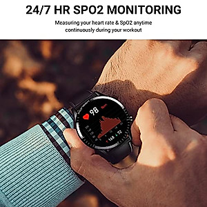 HOAIYO Smart Watches for Men Women (Call Receive/Dial), AMOLED Smartwatch with Heart Rate SpO2 Sleep Calories Counter, Waterproof Fitness Watch for Android iOS Phones (23Black, 1.5")