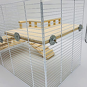Squirrel Hamster Wooden Platform Jumping Board Climbing Ladder,Bird Perches Cage Toys, Wooden Gerbil Standing Platform, Chinchilla Cage Accessories,Suitable Cage Size :18.5"(L) * 11.03"(W) * 11.81"