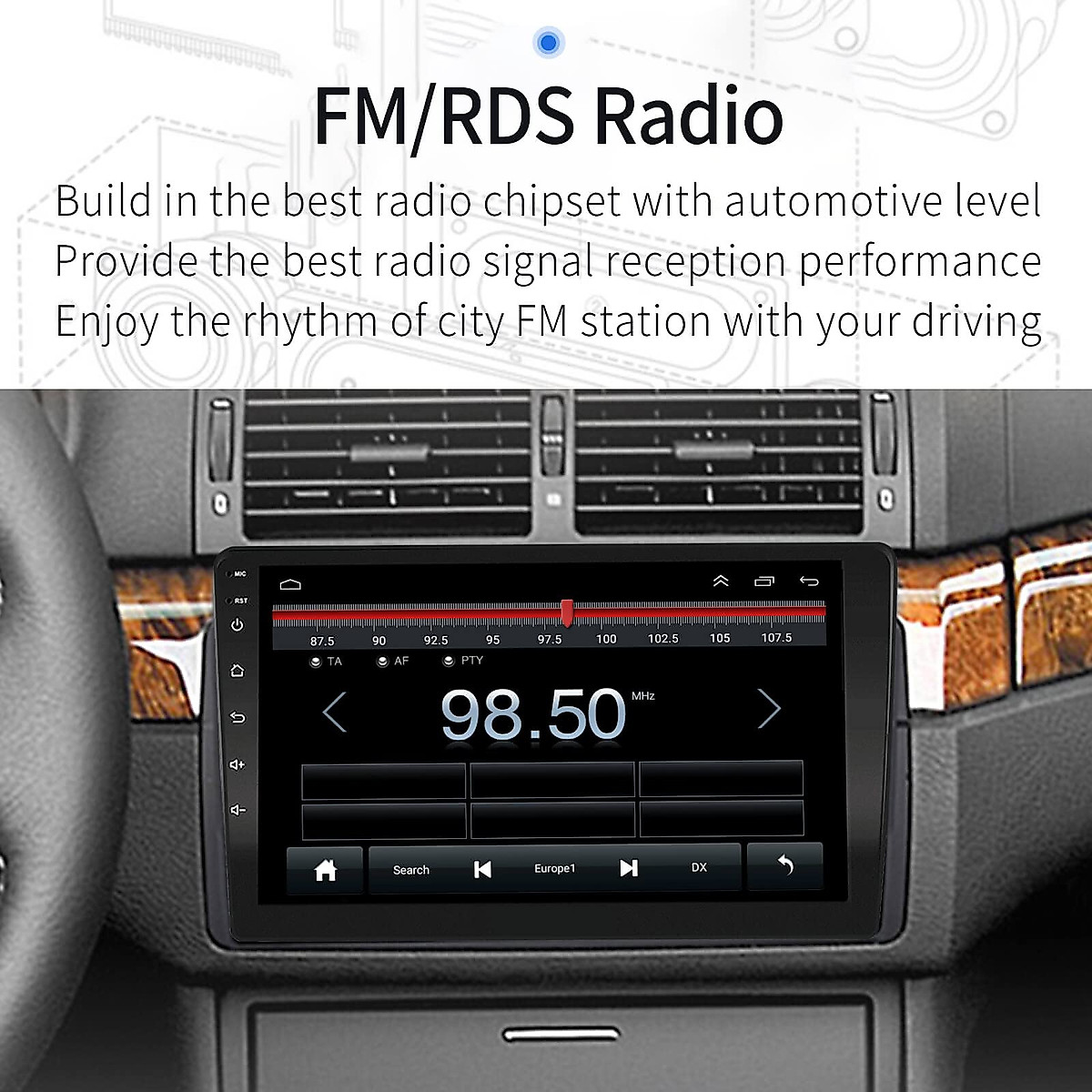 for BMW-3-Series-E46-1999-2004,with 1G RAM 32G ROM Bluetooth GPS Navigation Touch Screen EZoneTronics,9 inch Capacitive Touch Screen High Definition ezone-e46-132