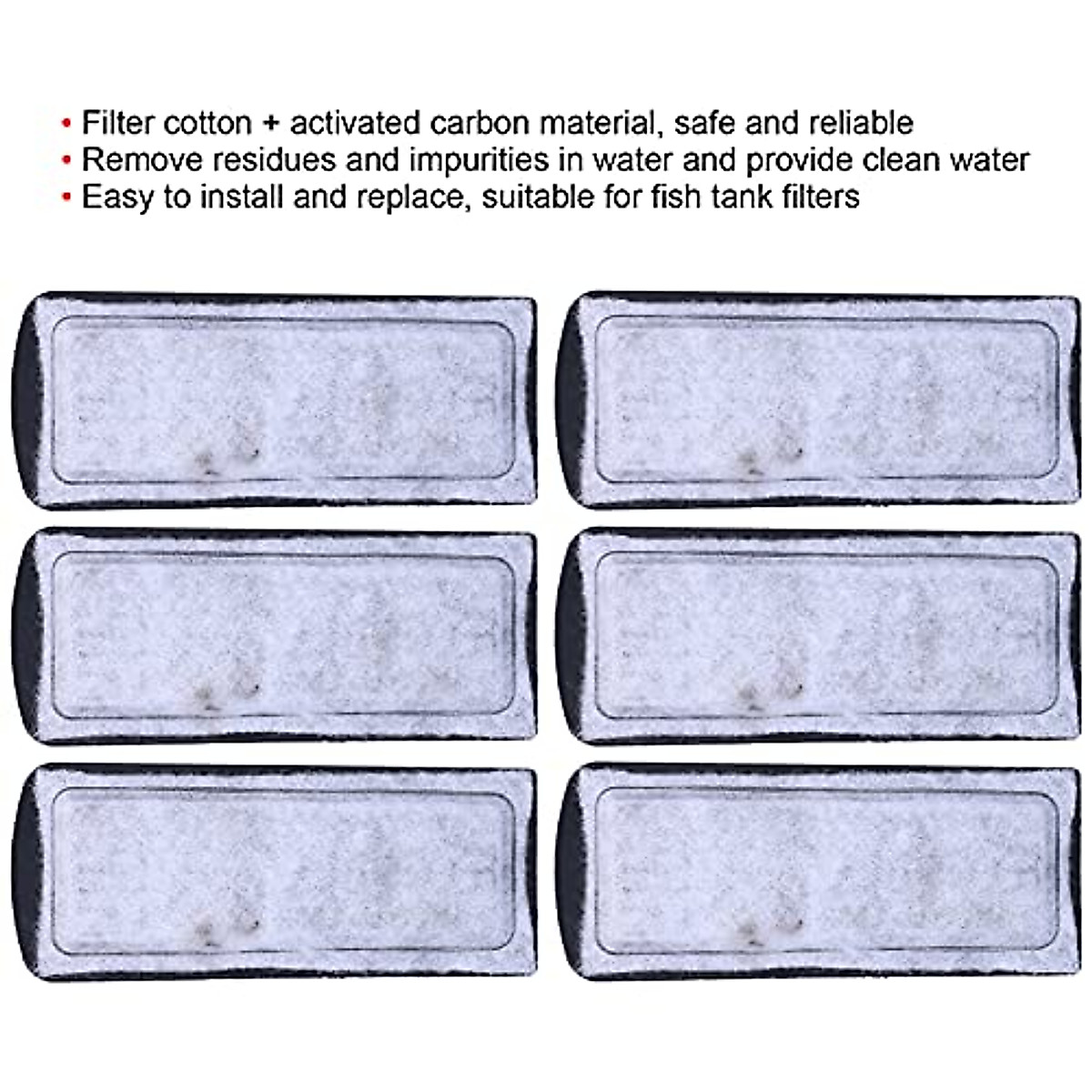 Watris Veiyi Fish Tank Filter Cartridge, 6Pcs Aquarium Filter Cotton Replacement, Wall Mounted Filter Accessory Cartridge Carbon Supplies