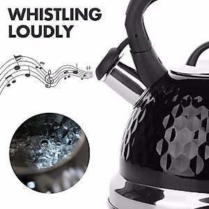 BTaT- Tea Kettle, 2.8 Quart / 3 Liter, Stainless Steel Kettle, Black, Tea Kettle Stovetop, Tea Kettle for Stove Top, Kettle Stovetop, Stove Kettle, Stove Top Kettle