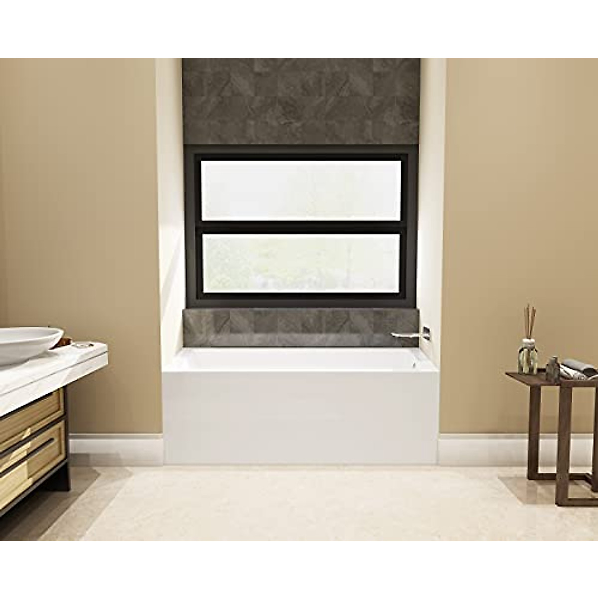 Kingston Brass Aqua Eden VTAP603622R 60-Inch Acrylic Alcove Tub with Right Hand Drain, White