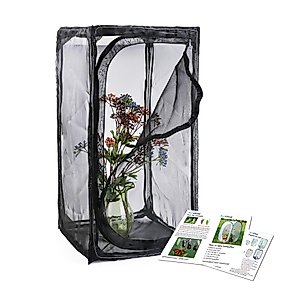 30" Heavy Duty Monarch Butterfly Habitat, Outdoor Collapsible Insect Mesh Cage Terrarium Pop-up with Zipper Protection