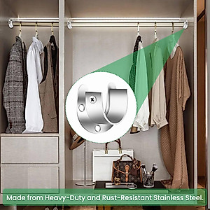 LAHONI 6PCS Closet Shelf & Rod Bracket, U-Shaped Closet Rod End Supports Set, Closet Pole Sockets Kit, Stainless Steel Closet Rod Holders for Hanging Clothes, Curtains, Shower Rods, Wardrobe, Wall