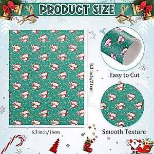 20 Pieces Christmas Faux Leather Sheets 6.3 x 8.3 inches Glitter Faux Leather Sheets Christmas Theme Printed Synthetic Leather Sheets Faux Leather Fabric Sheets for DIY Crafts Making Supplies