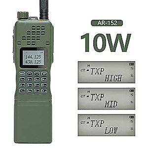 Baofeng AR-15210W High Power Ham Radio Portable Tactical Two Way Radio Long Range Walkie Talkie 12000mAh Battery Full Kits (Green)