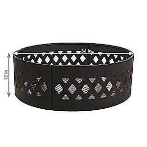 Sunnydaze Crossweave 36-Inch Round Heavy-Duty Steel Fire Ring with Fire Poker