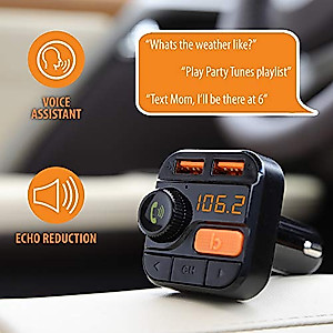 Xtreme Digital Lifestyle Accessories Armor All Wireless Bluetooth FM Transmitter with Dual Port USB Charging, Voice Controls, Bass Boost, Hands-Free Calling and Music Streaming,Block,AHF9-1010-BLK