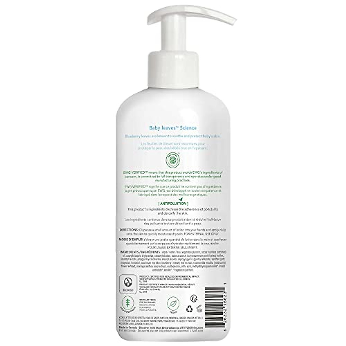 ATTITUDE Body Lotion for Baby, EWG Verified, Plant- and Mineral-Based Ingredients, Vegan and Cruelty-free Personal Care Products, Almond Milk, 16 Fl Oz