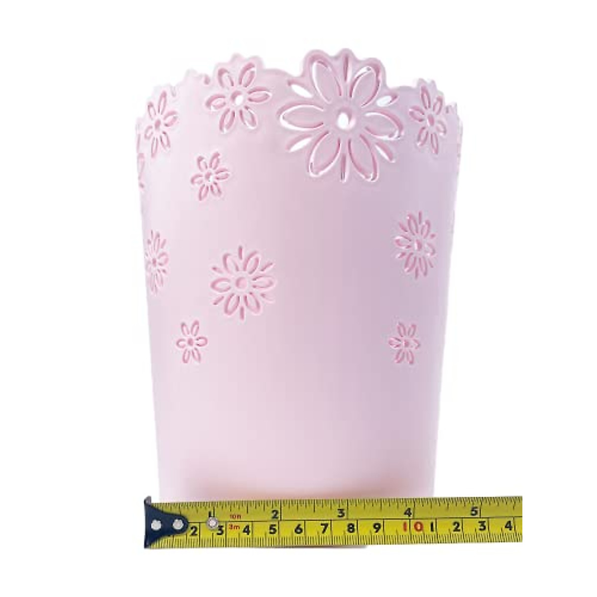 Nazr Wastebasket, Hollow Flower Shape Plastic Lidless Wastepaper Baskets Trash Can (S-Pink)