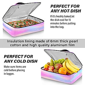 Kcldeci Insulated Thermal Food Carrier Insulated Casserole Carrier for Hot or Cold Food,Fairy Rainbow Magic Sparkles Insulated Tote Bag for Potluck Cookouts Parties Picnic,Lasagna Lugger