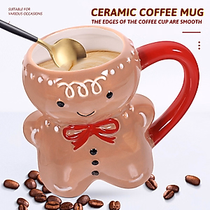 Amosfun Gingerbread , Ceramic Christmas Coffee Cup Christmas Character Mugs Xmas Party Tea Cup Novelty Drinking Cup for Hot Chocolate Cocoa Mugs