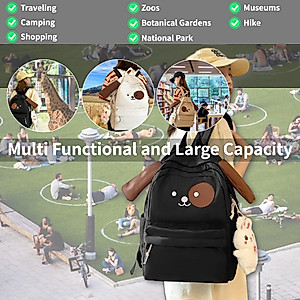 iwhgrmp Kawaii Backpack with Cute Accessories Plush Cartoon Pendant Cute Aesthetic Travel Backpack High-Capacity Daily Bag (Khaki_3628)