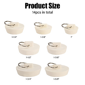 beinkmake 14pcs Drain Stopper Rubber Sink Stopper Bath Tub Stopper with Pull Ring Water Stopper Seal with Hanging Ring for Shower Faucet Cover