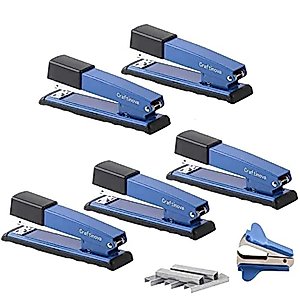 Craftinova Stapler， staplers for Desk ，Durable Metal Stapler ，25 Sheet Capacity，Includes 2000 Staples & Stapler Remover ，for Office or Home School Supplies for Teachers（Blue）5 Pack …