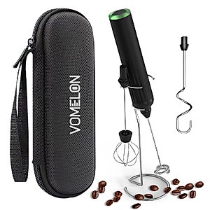 Milk Frother Handheld,3-Speed Rechargeable Coffee Foamer Drink Whisk with 3 Stainless Steel Heads Electric USB C Whisk for Coffee, Latte, Cappuccino, Hot Chocolate, Protein,Egg light Black