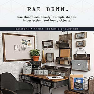 Rae Dunn Desktop Letter Holder – 2 Compartment Mail and Stationary Table Top Organizer – Chic and Stylish Galvanized Steel and Solid Wood - “Letters” Print - for Home and Office
