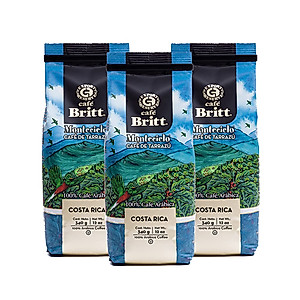 Café Britt® - Costa Rican Montecielo, Coffee From Tarrazu (12 oz.) (3-Pack) - Whole Bean, Arabica Coffee, Kosher, Gluten Free, 100% Gourmet & Medium Dark Roast