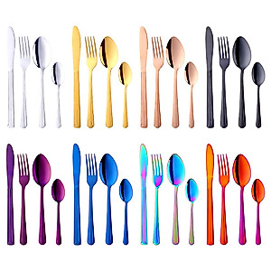 BuyGo Silverware Set, 32-Piece Flatware Set for 8 Stainless Steel Dinnerware Set Cutlery Tableware, Include Dinner Knife/Fork/Spoon/Teaspoon, Dishwasher Safe