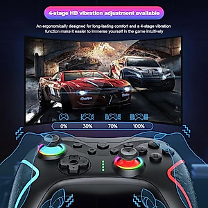 Bidfoce Wireless Switch Controller for Switch/Switch LITE/Switch OLED, Switch Pro Controller with Programming Function, LED Joystick, Adjustable Turbo Vibration,Wake-up Screenshot 【Upgraded Version】