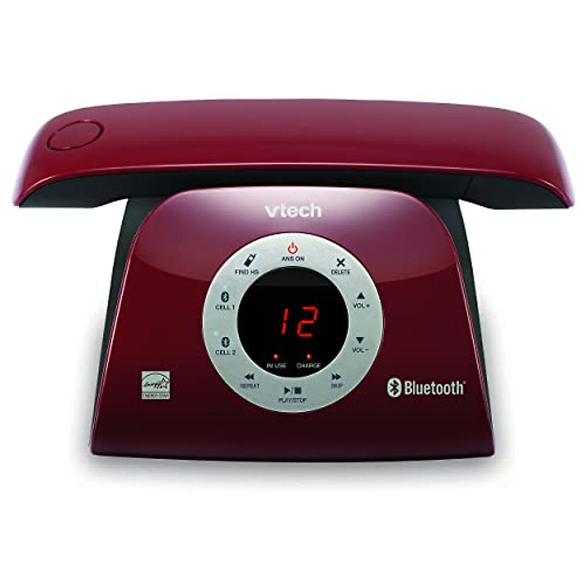 VTECH VS122-16 Retro-Design DECT 6.0 Cordless Phone: Bluetooth Connect to Cell, Call Blocker, Answering System, Full-Duplex Speakerphone, Up to 1000 Phonebook Contacts & 1000 Call Block Entries