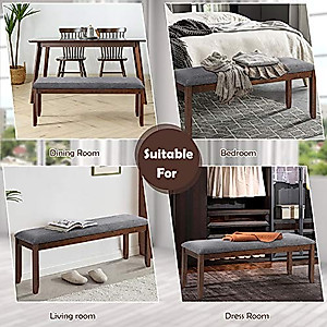 Giantex Dining Room Bench, Wood Kitchen Table Bench with Upholstered, Entryway Bench, Bedroom Bench for End of Bed, 47.5 x 15.5 x 19.5 Inches Ottoman Bench, Indoor Bench Rubber Bench Seat (1)