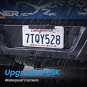 Upgrade Solar Wireless Backup Camera for Truck, AUTO-VOX 3Mins No Wires Install with Battery Powered Car Back Up Camera Systems, IP69K Waterproof Vehicles License Plate Reverse Camera for Trailer/SUV