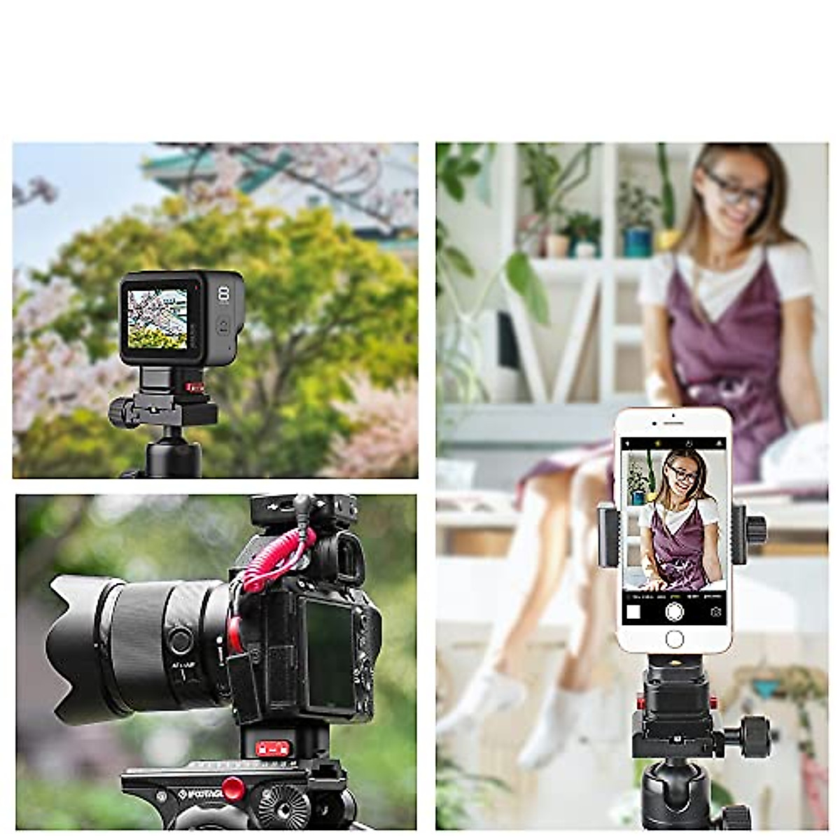 Quick Release Plate, Camera Tripod Mount Arca Swiss QR Plate Fast Claw Clamp Compatible with Canon Sony Nikon Pentax DSLR/SLR /Zhiyun/Feiyu/DJI/Moza Stabilizer, Tripod Slider Gimbal