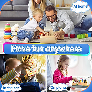 POLKRANE Busy Board with LED Light,Montessori Toys with Toggle Switch,Travel Toys and Wooden Toy for Educational Toddler Activities for 1 2 3 4 Year Old Boys & Girls (Rainbow)