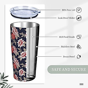 Yaxongx 20oz Tumbler Radiant Flowers Double Wall Vacuum Insulated Coffee Mug with Lid and Metal Straw Brush Reusable Stainless Steel Water Bottle Travel Cup Gifts for Car Ice Drinks Hot Beverage