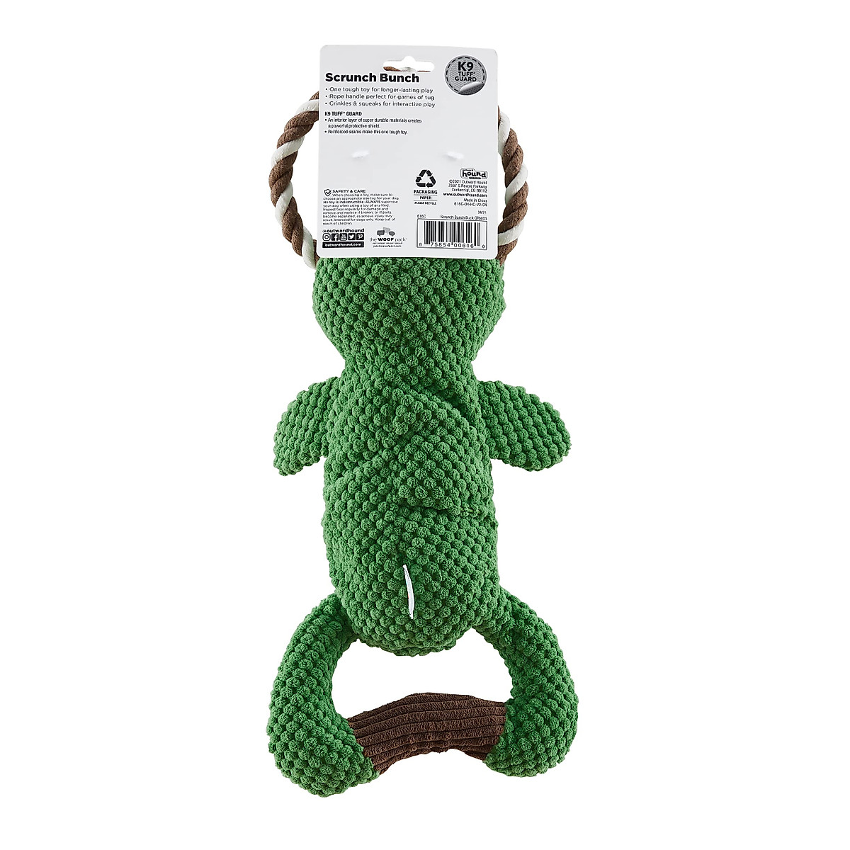 Outward Hound Scrunch Bunch Duck Interactive Plush Squeaky Dog Tug Toy